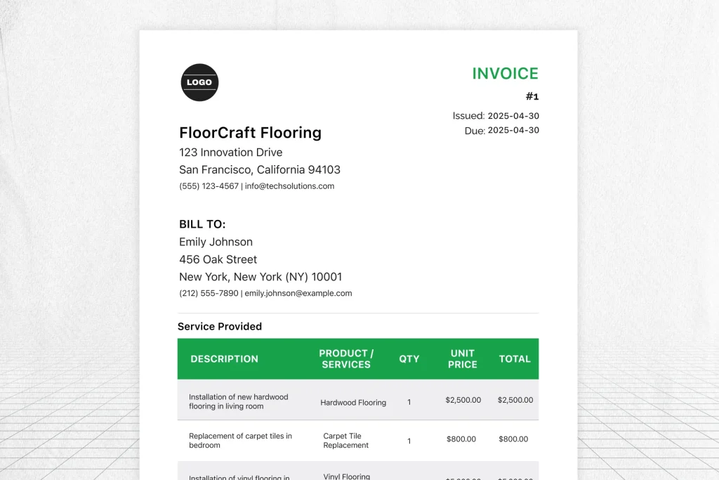 Free Flooring Invoice Template | Download & Customize