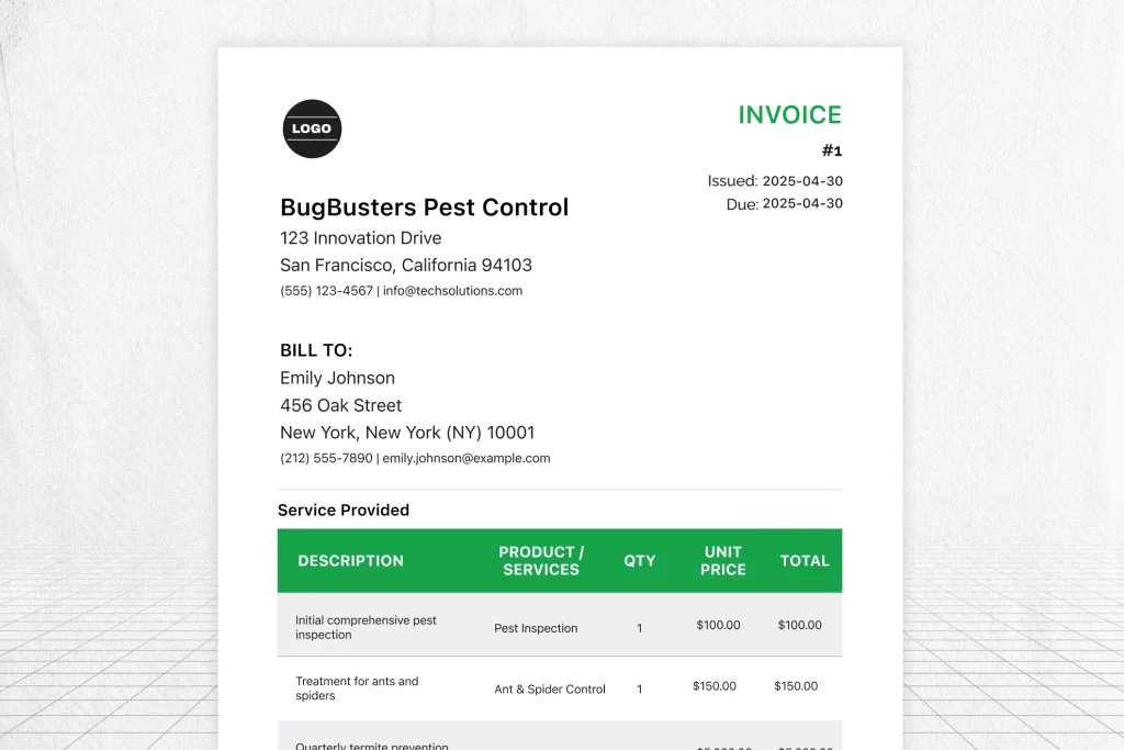 Free Pest Control Invoice Template | Download & Customize