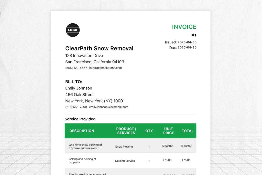 Free Snow Removal Invoice Template | Download & Edit