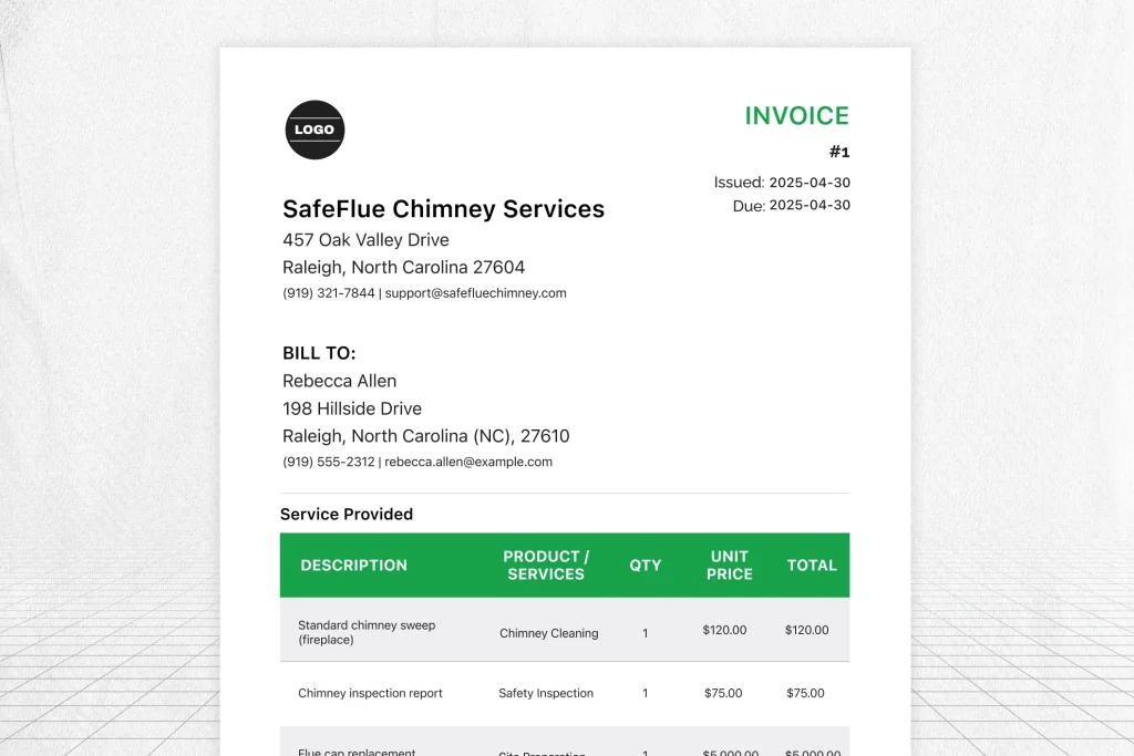 Free Chimney Sweep Invoice Template | Download & Edit